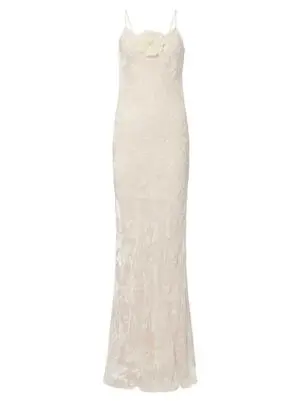 RODARTE Floral Devoré Velvet Gown - White
