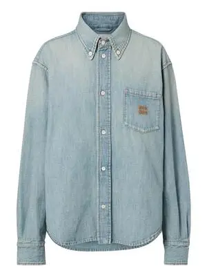 Miu Miu Logo Chambray Shirt - Blue