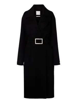Sportmax Belted Virgin Wool Wrap Coat - Black