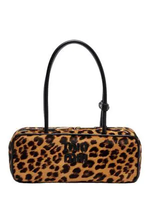 Miu Miu Leopard-print Calf Hair Shoulder Bag - Brown
