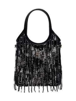 Miu Miu Ivy Medium Embellished Tote - Black