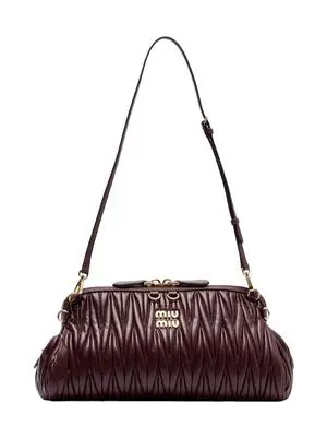 Miu Miu Matelassé Leather Clutch - Burgundy