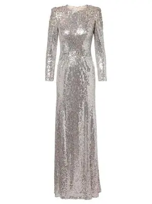 Jenny Packham Dulcet Sequined Gown - Silver