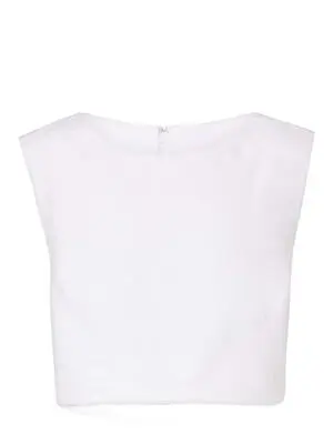 Posse Martina Cropped Linen Top - White