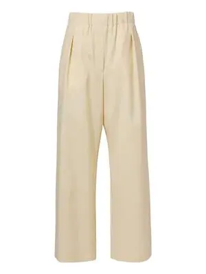 JIL SANDER Wool Wide-leg Trousers - White