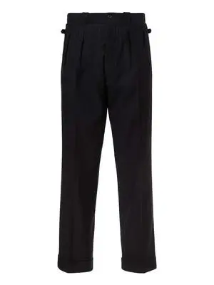 PRADA Pinstriped Pleated Wool-Blend Pants