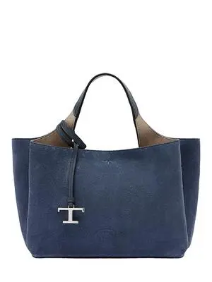 TOD'S Small Suede Tote Bag - Blue