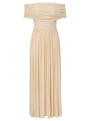 Zimmermann Rebellion Off-shoulder Jersey Maxi Dress - Beige