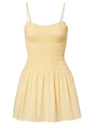 Faithfull The Brand Araceli Shirred Cotton Minidress - Yellow