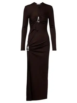 Christopher Esber Cutout Ribbed-knit Midi Dress - Brown