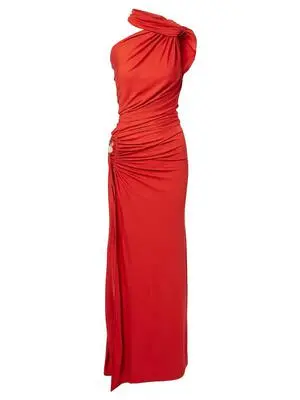 Christopher Esber Cutout Draped One-shoulder Gown - Orange