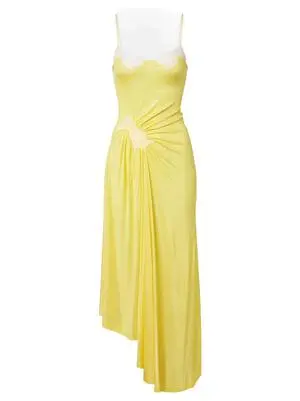 Christopher Esber Cami Lace-trimmed Ribbed-knit Dress - Yellow