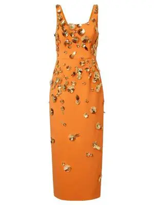 Carolina Herrera Floral-appliqué Cocktail Dress - Orange