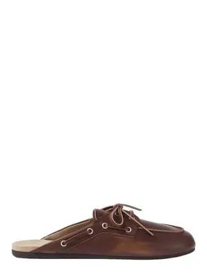 Miu Miu Leather Mules - Brown