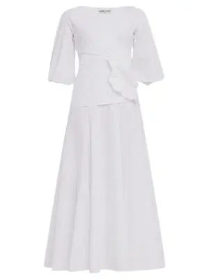 Chiara Boni La Petite Robe Flower-embellished Stretch Cotton Maxi Dress - Bianco