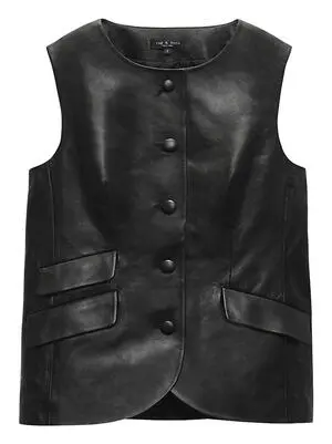 Rag & Bone Slade Leather Vest - Black