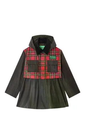 GANNI X Barbour Tartan Peplum Coat - Green