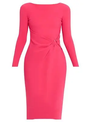 Chiara Boni La Petite Robe Gathered Bateau-neck Midi Sheath Dress - Lampone
