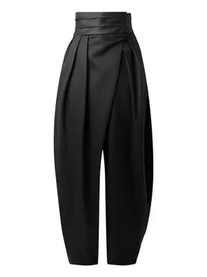 Alaïa Grain De Poudre Wool-blend Barrel-leg Pants - Black