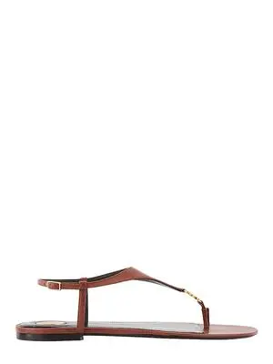 Saint Laurent Cassandra Leather Sandals - Brown