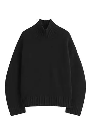 Cos Cashmere Mock-Neck Sweater Black