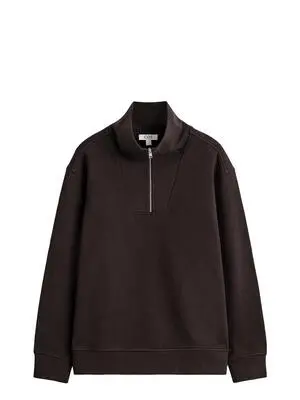 Cos Relaxed Fit Mock-neck Zip-up Sweatshirt - Brown