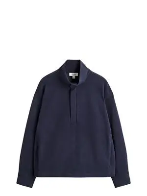 Cos Relaxed Fit Mock-neck Zip-up Sweatshirt - Navy
