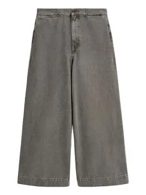 Cos Cropped Wide-leg Denim Pants - Brown
