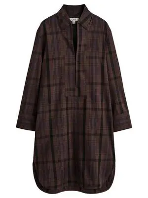 Cos Checked Wool-blend Shirt Dress - Brown