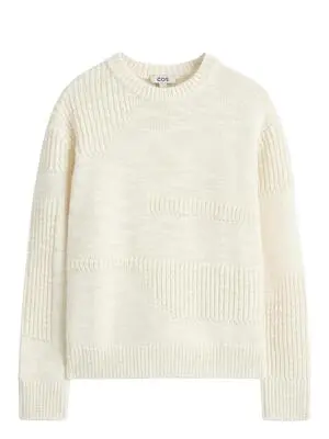 Cos Ladder-stitch Wool Sweater - White