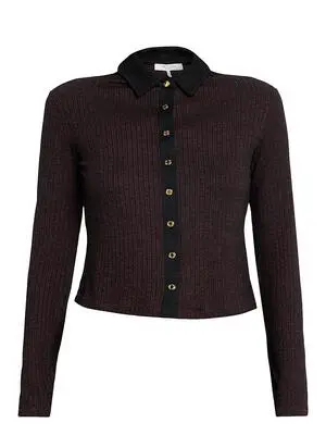 Rag & Bone Knit Contrast Top - Dark Brown