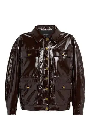 Rag & Bone Amy Faux Patent Leather Jacket - Brown