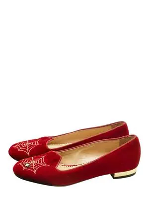 CHARLOTTE OLYMPIA Spider Velvet Ballerinas - Red