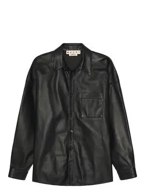 Marni Leather Shirt Iris - Black