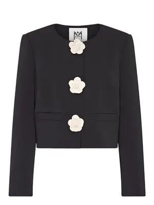 MILLY Selena Applique Cropped Jacket - Black
