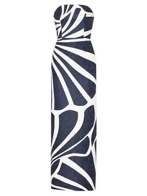 MILLY Orion Printed Maxi Dress - Navy/white
