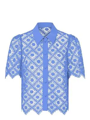 MILLY Addison Tile Lace Top - Blue