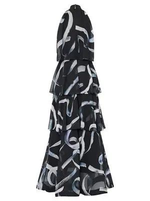 MILLY Salem Printed Maxi Dress - Black/white