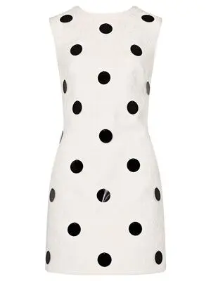 MILLY Ivette Polka Dot Paillette Mini Dress - White/black