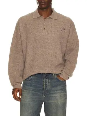 MALBON Gauge Waffle Knit Polo - Taupe