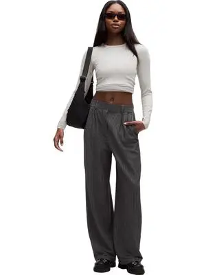 Lululemon Daydrift High-Rise Wide-Leg Trouser Short Heathered Herringbone Heathered Deep Coal Black