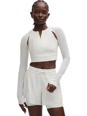 Lululemon Mesh Cropped Long-sleeve Shirt - Light Vapor
