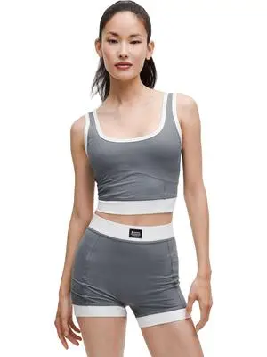 Lululemon Ribbed Nulu Cropped Tank Top - Solar Grey/white