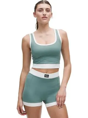 Lululemon Ribbed Nulu Cropped Tank Top - Tidewater Teal/white
