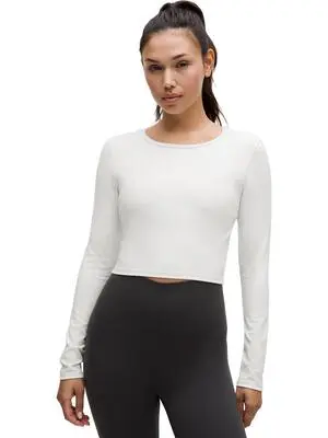 Lululemon Wunder Train Cropped Long-sleeve Shirt - Light Vapor