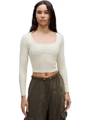 Lululemon Waist-seamed Nulu Long-sleeve Shirt - Bone