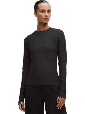 Lululemon Waffle-Knit Crewneck Base Layer Heathered Black