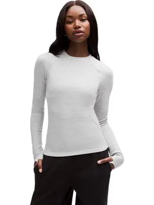 Lululemon Waffle-Knit Crewneck Base Layer Heathered Core Ultra Light Grey