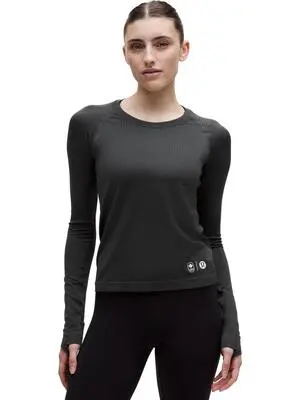 Lululemon Team Canada Swiftly Tech Long-sleeve Shirt 2.0 - Maple Echo Black/graphite Grey