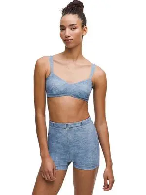 Lululemon Everlux Sweetheart Bra Light Support, A/b Cup Denim Dreams Set - Stone Twill Light Blue Multi